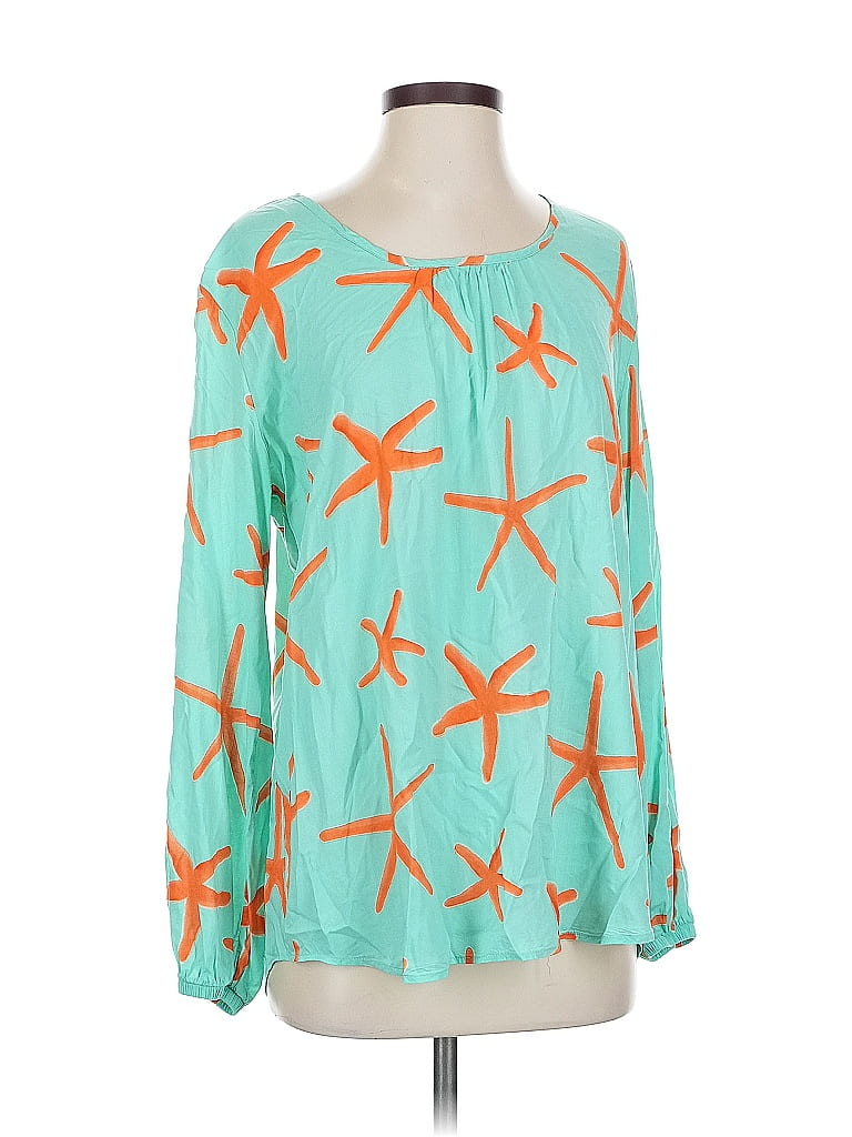 Haley & The Hound Stars Teal Long Sleeve Blouse XL (Estimated) - 72% ...