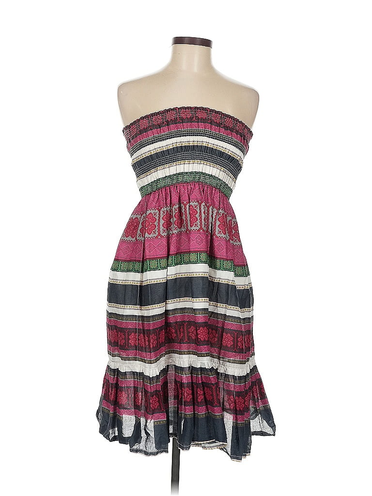 Moda International 100% Cotton Stripes Burgundy Cocktail Dress Size M ...