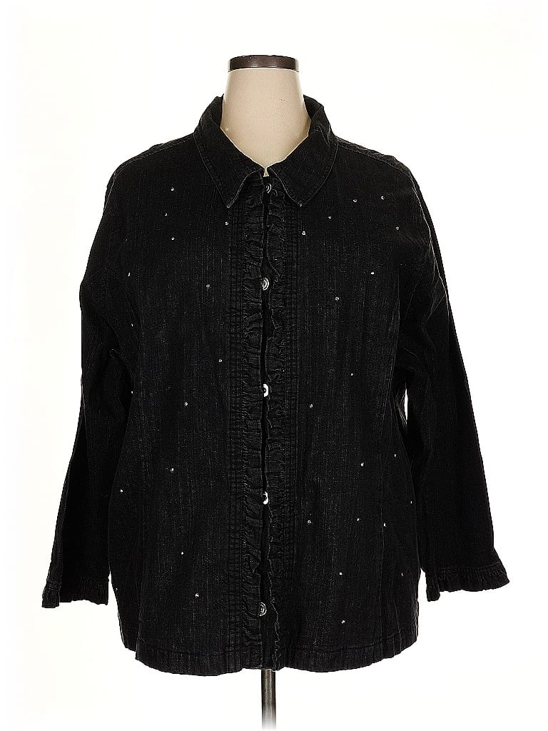Quacker Factory Black Denim Jacket Size 3X - 58% off | ThredUp