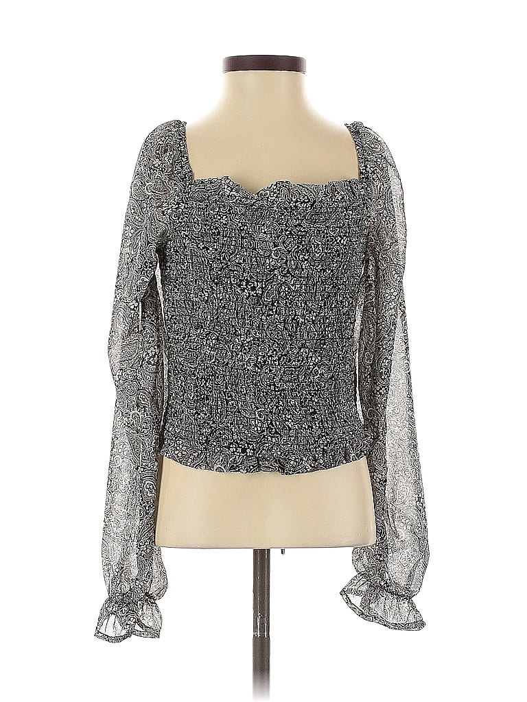 Japna 100% Polyester Silver Gray Long Sleeve Blouse Size M - 28% off ...