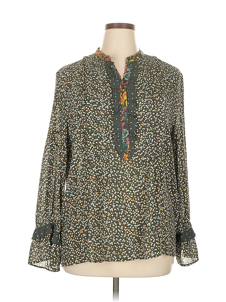 Ann Taylor LOFT 100% Polyester Green Long Sleeve Blouse Size XL - 67% off | ThredUp