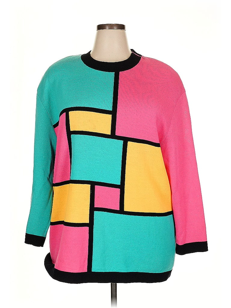 St. John Color Block Pink Pullover Sweater Size 20 - 79% off | ThredUp