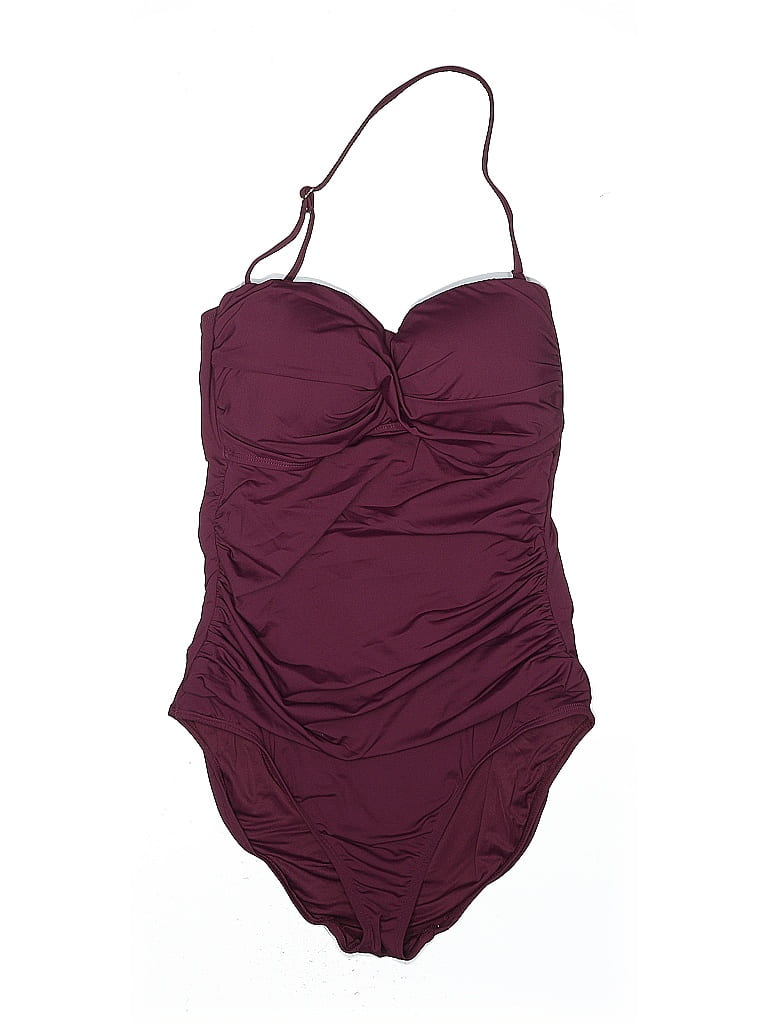 Anne Cole Solid Burgundy One Piece Swimsuit Size 8 - 61% off | ThredUp