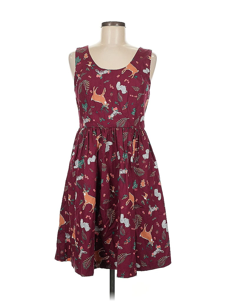 ModCloth 100% Cotton Paisley Burgundy Casual Dress Size M - 35% off ...