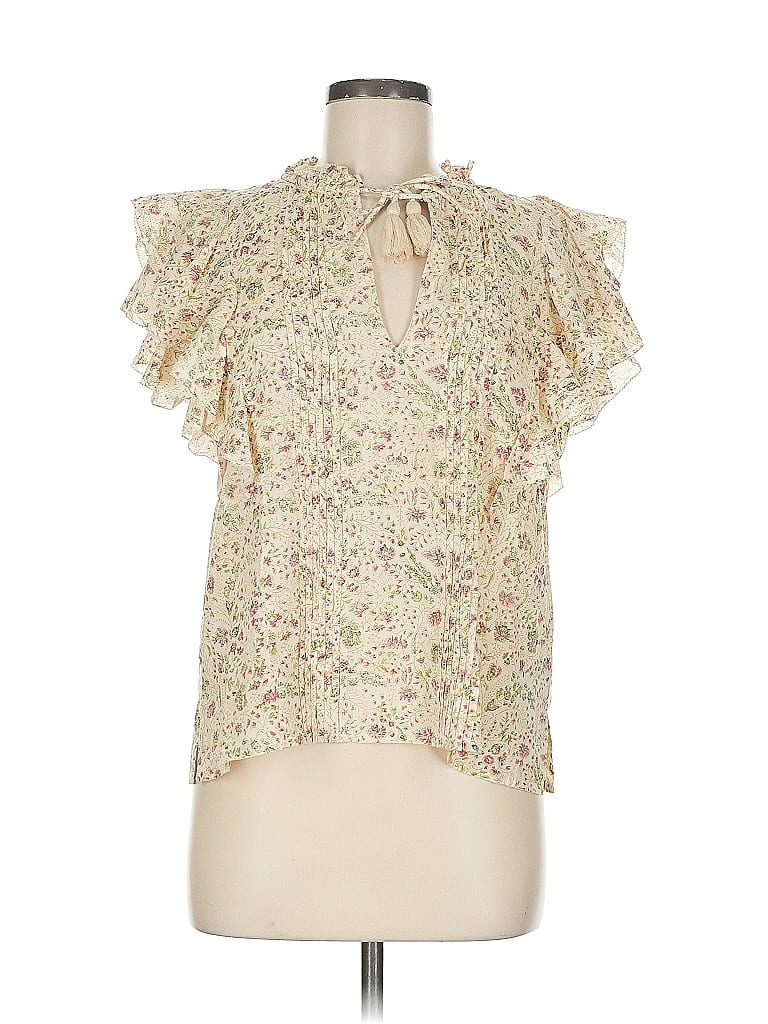 Cleobella 100% Organic Cotton Ivory Short Sleeve Blouse Size M - 58% ...