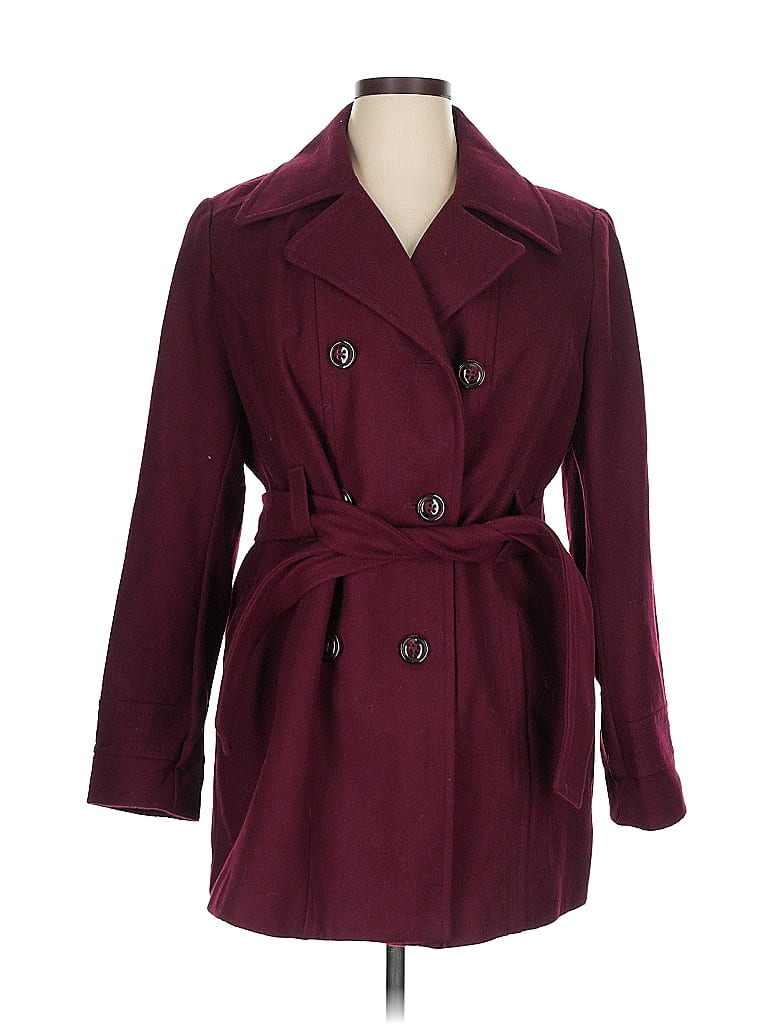 Croft & Barrow Burgundy Wool Coat Size XL - 52% off | ThredUp