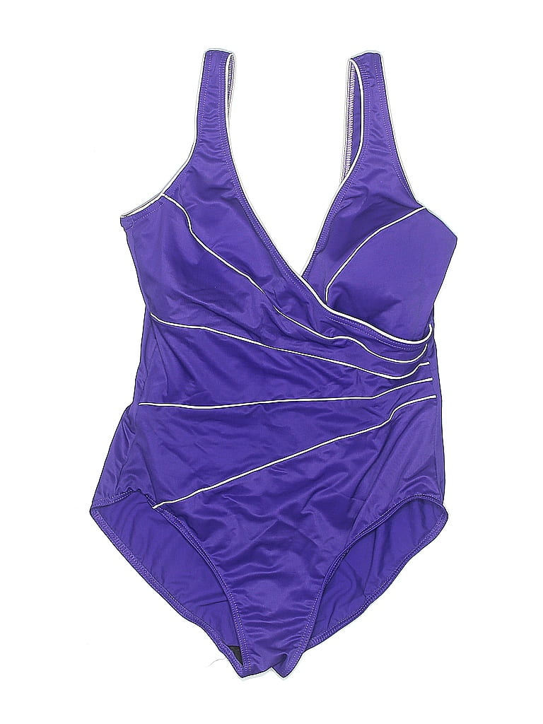 Miraclesuit Graphic Purple One Piece Swimsuit Size L (estimated) - 59% ...