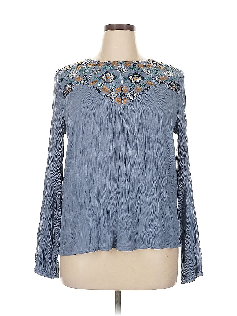 Harper Heritage Blue Long Sleeve Blouse Size XL - 58% off | ThredUp