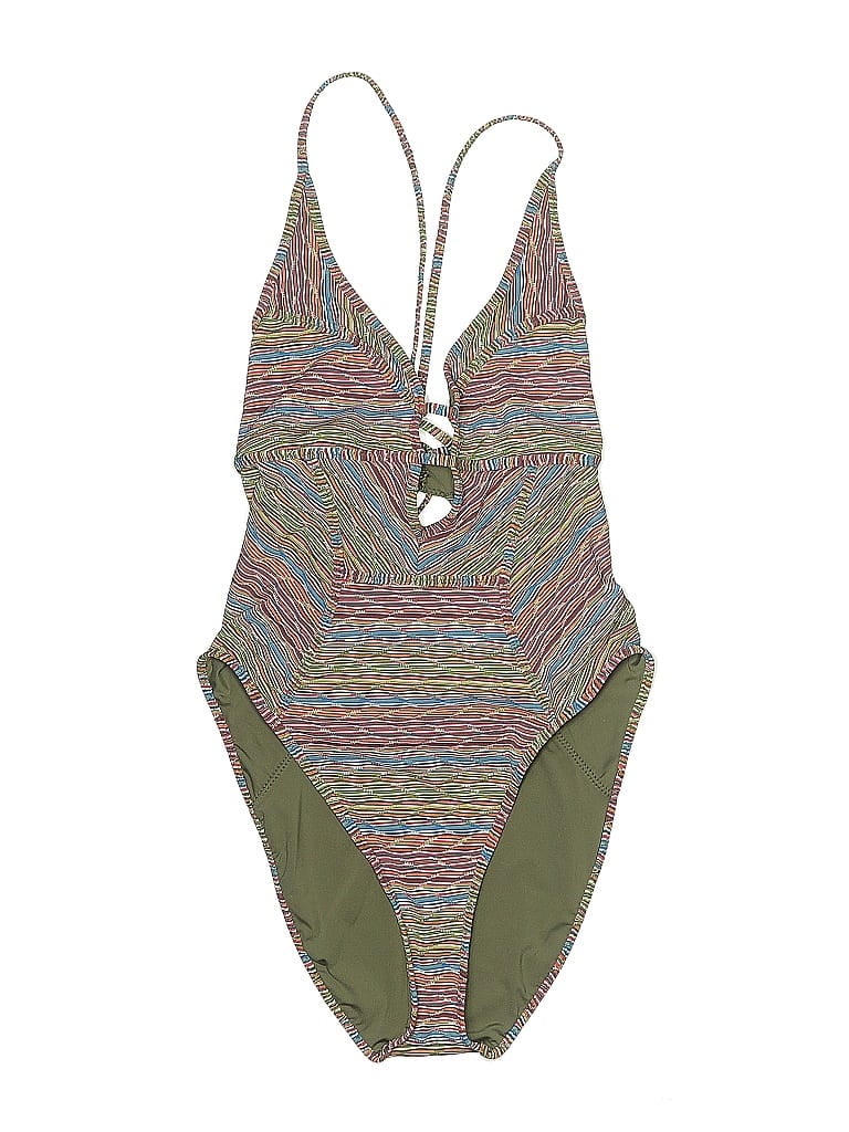 Becca Chevron-herringbone Green One Piece Swimsuit Size S (estimated ...