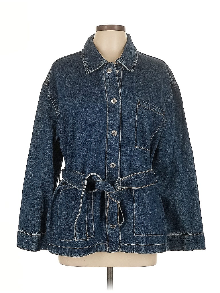 MNG 100% Cotton Blue Denim Jacket Size L - 51% off | ThredUp