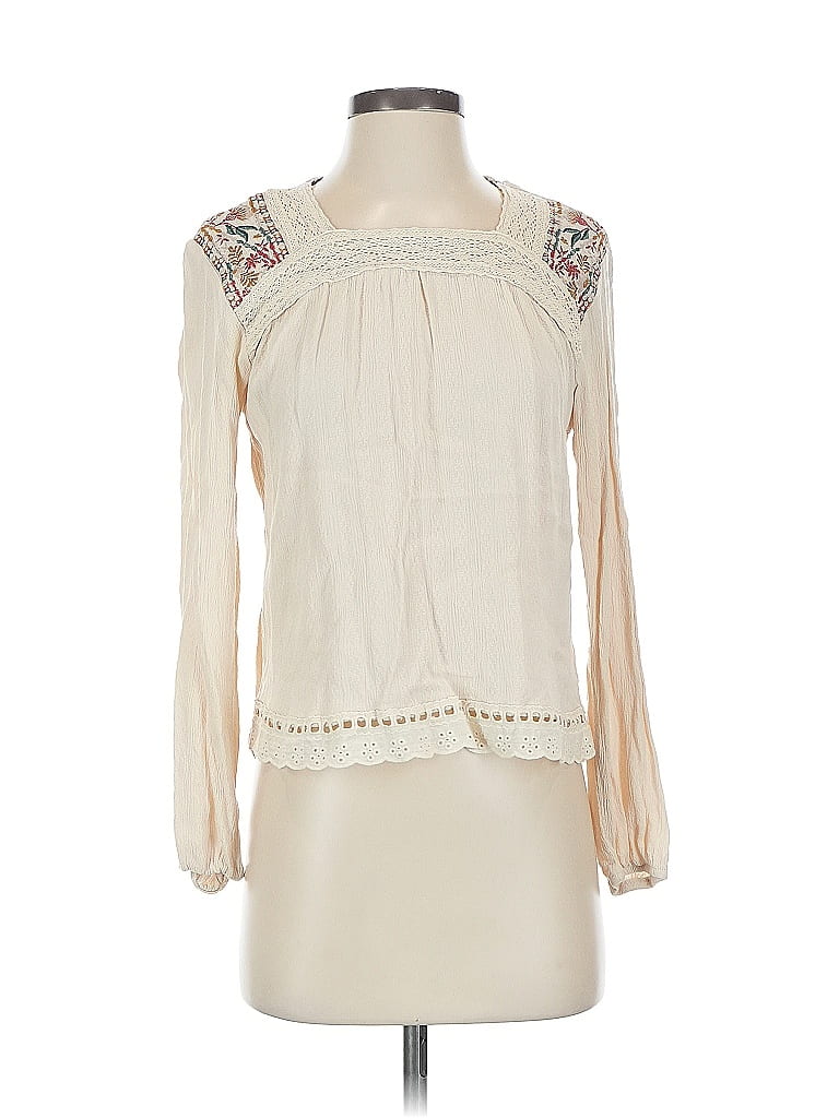 Knox Rose 100% Rayon Ivory Long Sleeve Blouse Size XS - 28% off | ThredUp