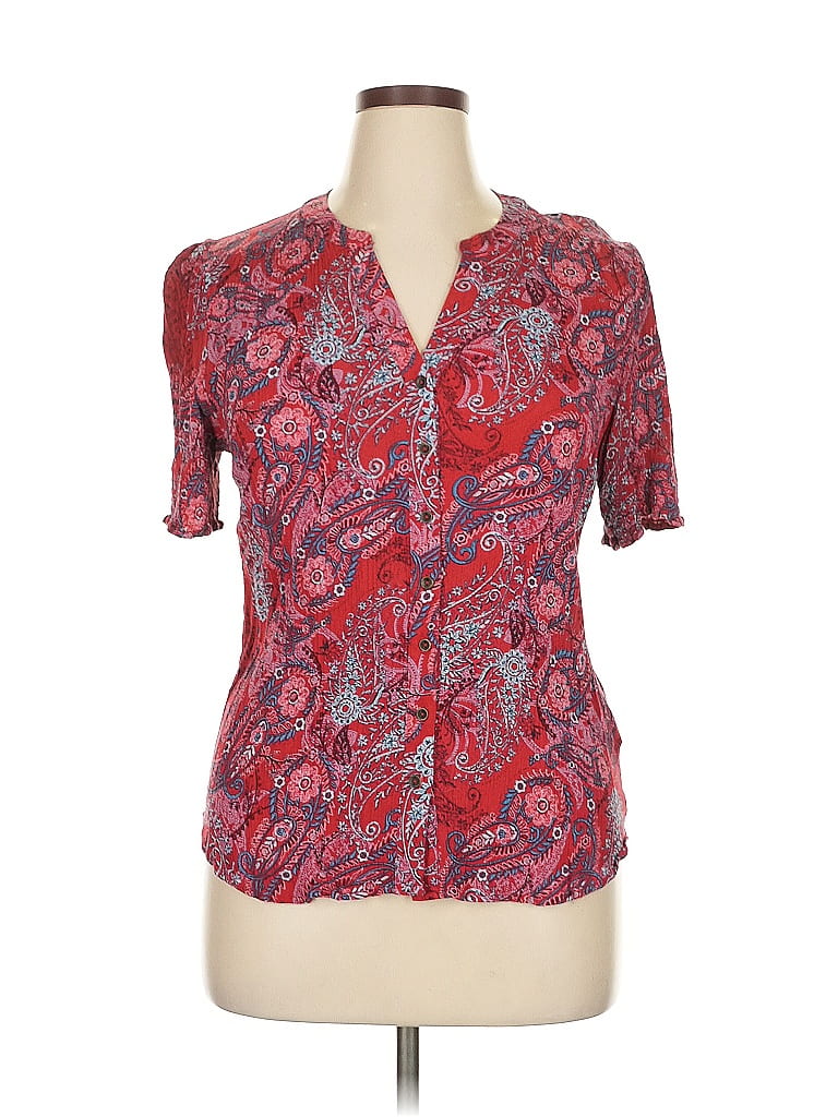 MASON & BELLE 100% Rayon Paisley Red Short Sleeve Blouse Size XL - 66% ...