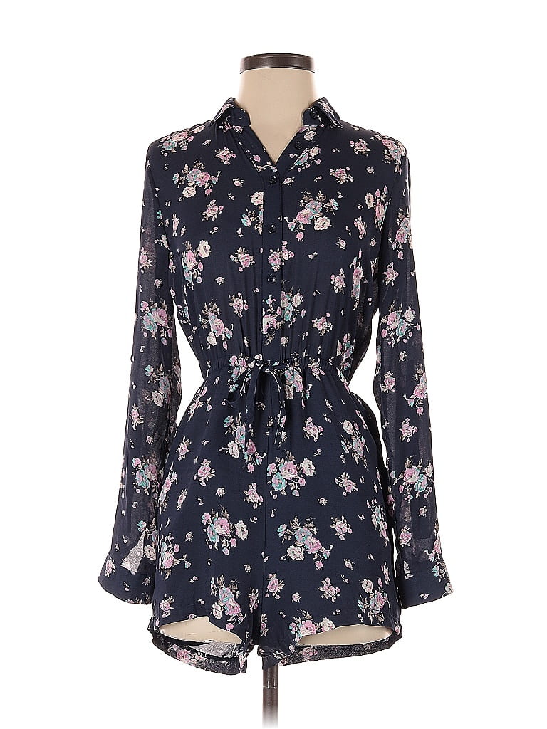 Bar III 100% Polyester Floral Blue Romper Size XS - 52% off | ThredUp