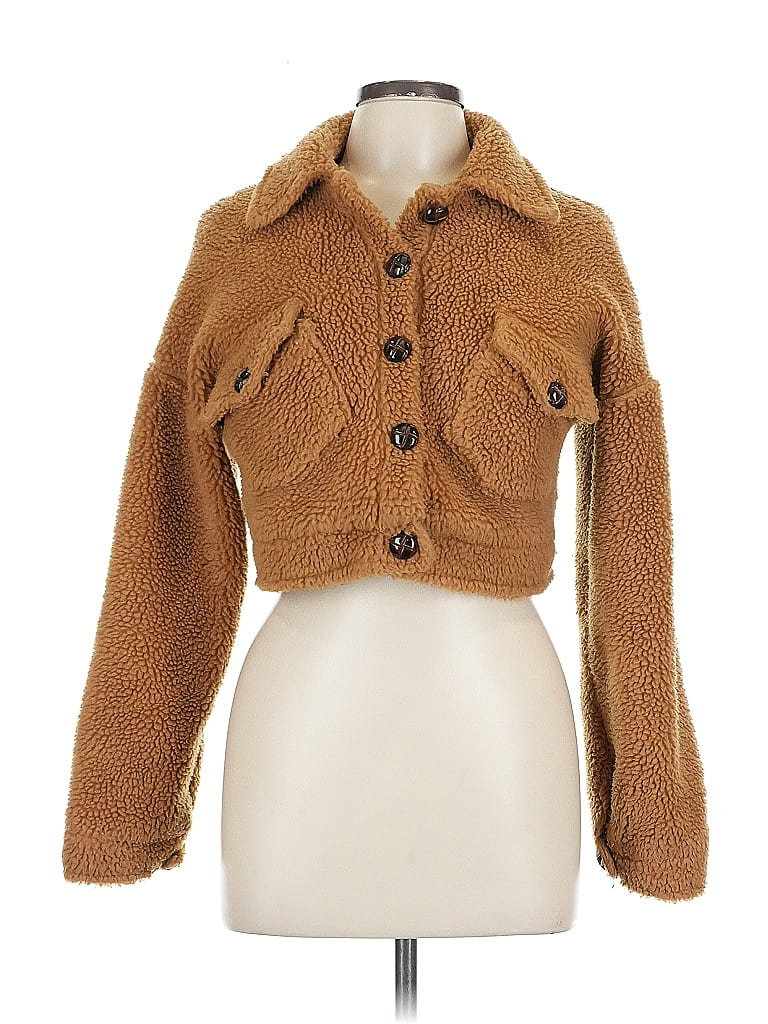 Assorted Brands 100% Polyester Brown Faux Fur Jacket Size 10 - 53% off ...