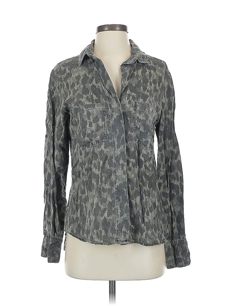 Bella Dahl 100% Tencel Animal Print Gray Long Sleeve Blouse Size S - 74 ...