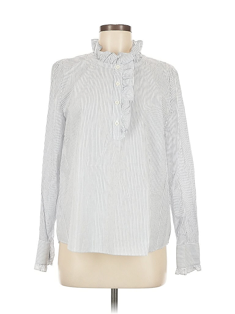 Broome Street Kate Spade New York 100% Cotton Silver Long Sleeve Blouse ...