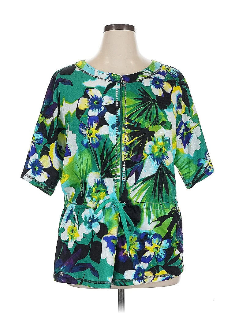 Onque 100% Cotton Green Kimono Size 1X - 51% off | ThredUp