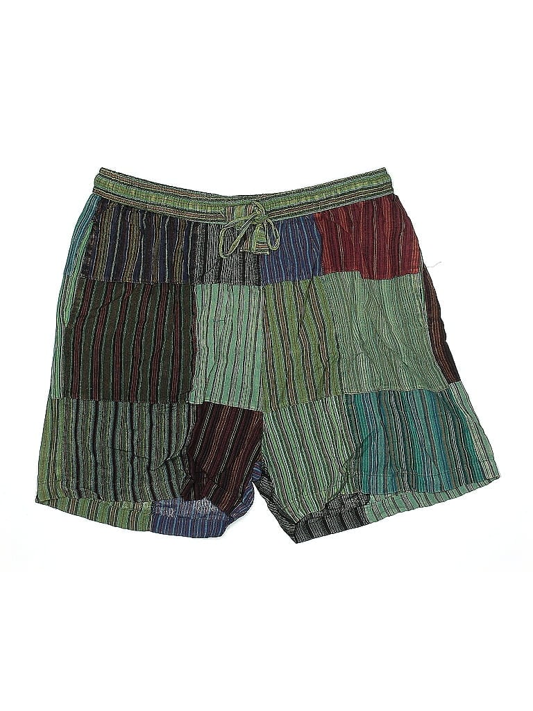 Earthbound Trading Co. 100% Cotton Color Block Green Shorts Size XXL ...