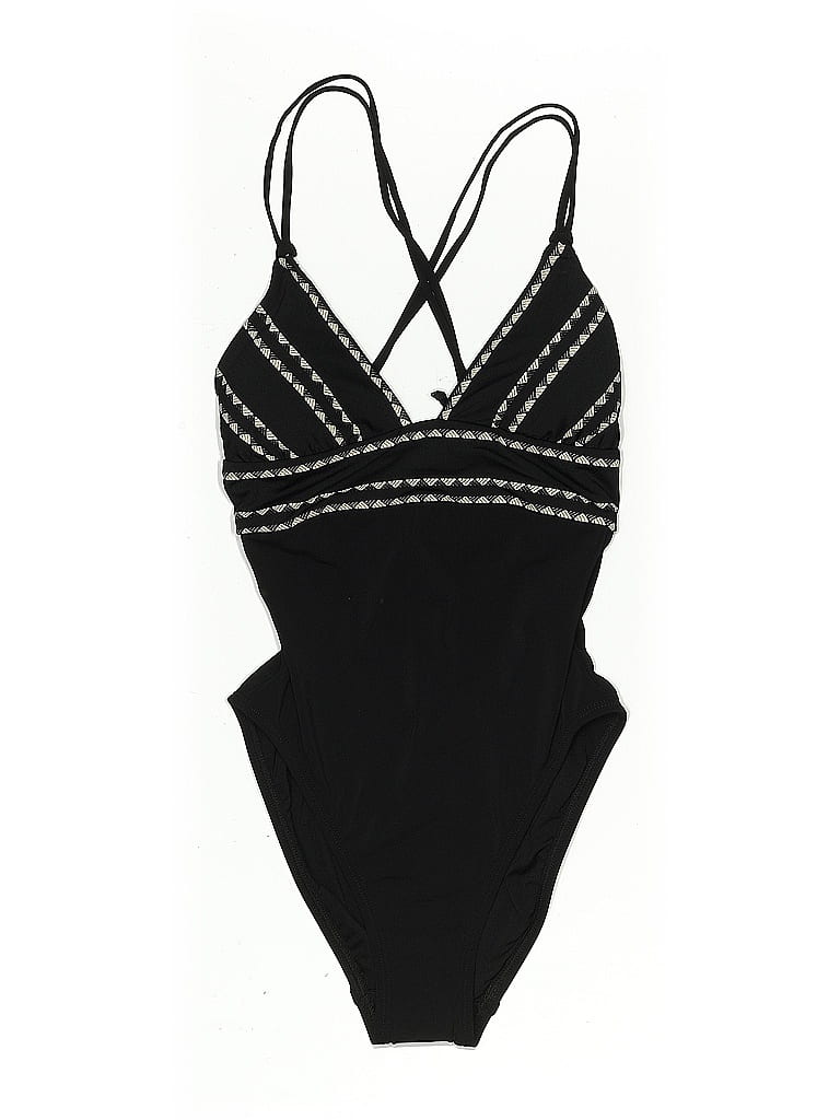 Robin Piccone 100% Spandex Chevron-herringbone Black One Piece Swimsuit ...