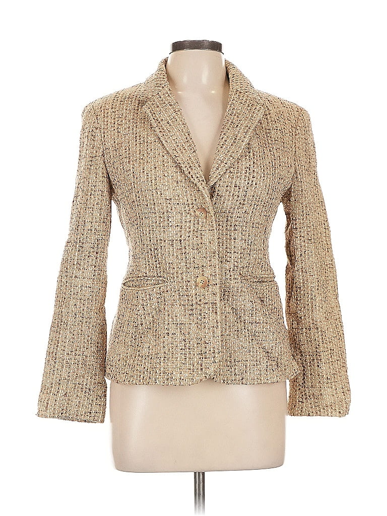 Winter Silks 100% Silk Tweed Gold Silk Blazer Size 10 - 51% off | ThredUp