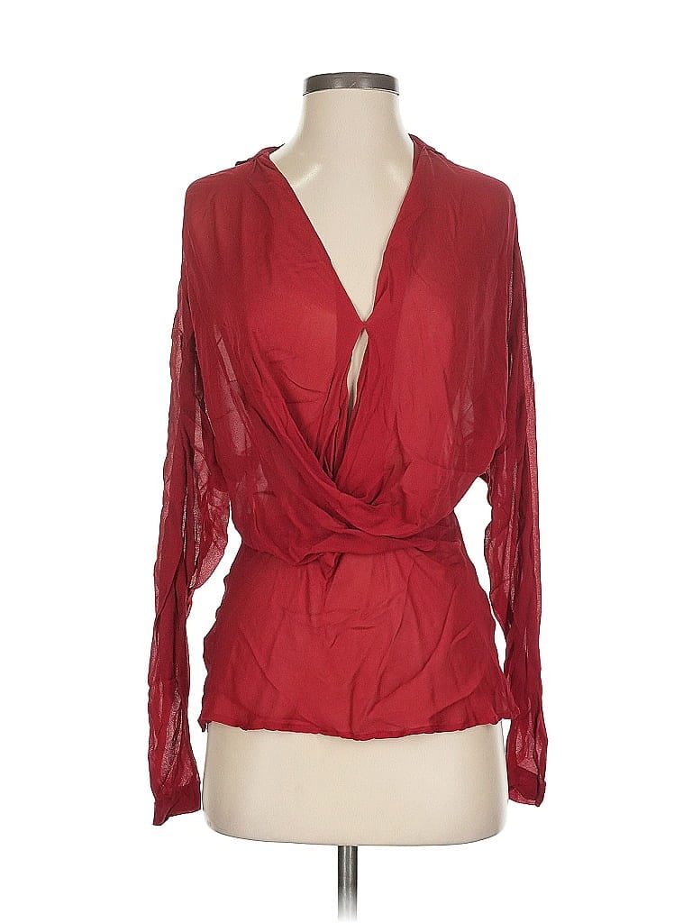 Halston Heritage Red Long Sleeve Blouse Size 2 - 82% off | ThredUp