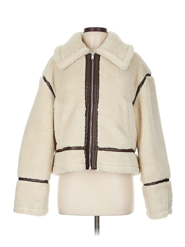 Gap 100% Polyester Ivory Faux Fur Jacket Size M - 71% off | ThredUp