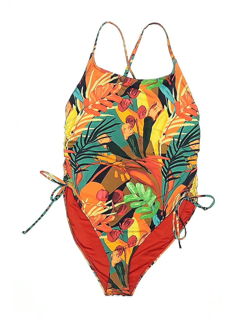 Beach Joy Tropical Orange One Piece Swimsuit Size L - 58% off | ThredUp