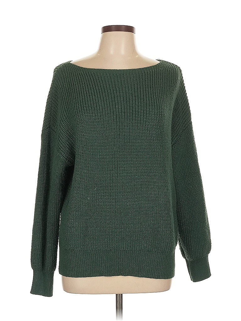 Pink Clover 100% Polyester Solid Green Pullover Sweater Size L - 58% ...