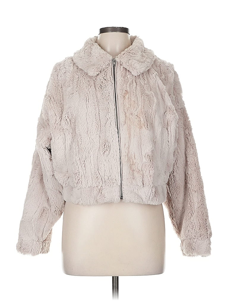 BB Dakota 100% Polyester Ivory Faux Fur Jacket Size M - 73% off | ThredUp